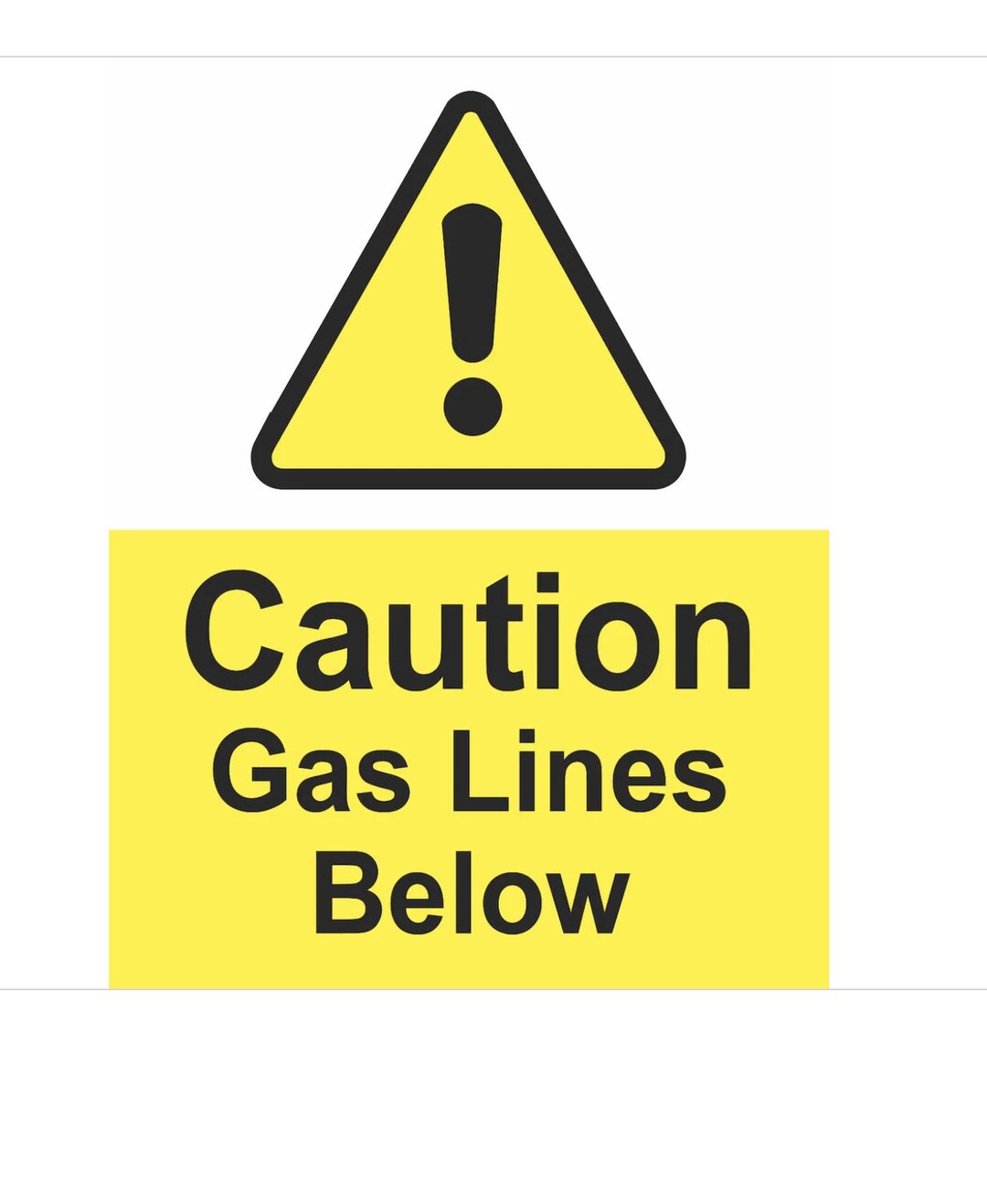 Yellow Caution Gas Lines Below Health and Safety Signage Sign Adhesive ...