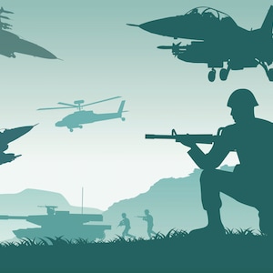 Army Soldier War Planes Gun Fighting Military Theme Wallpaper Mural ...