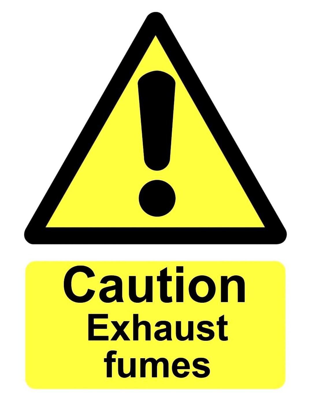 Caution Exhaust Fumes Danger Hazard Yellow Health and Safety Caution ...