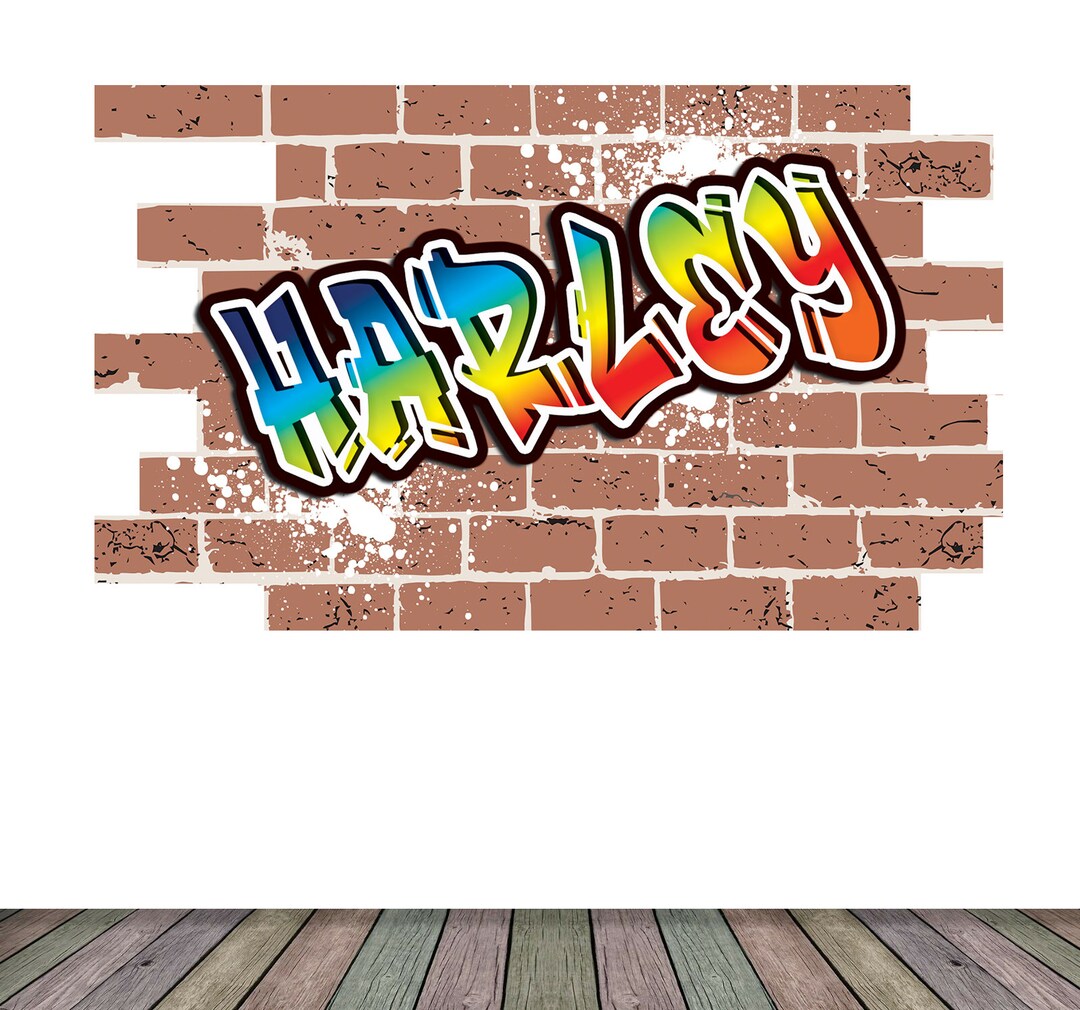 Large Bespoke Name Text Graffiti Wall Modern Brick Wall Self Adhesive ...