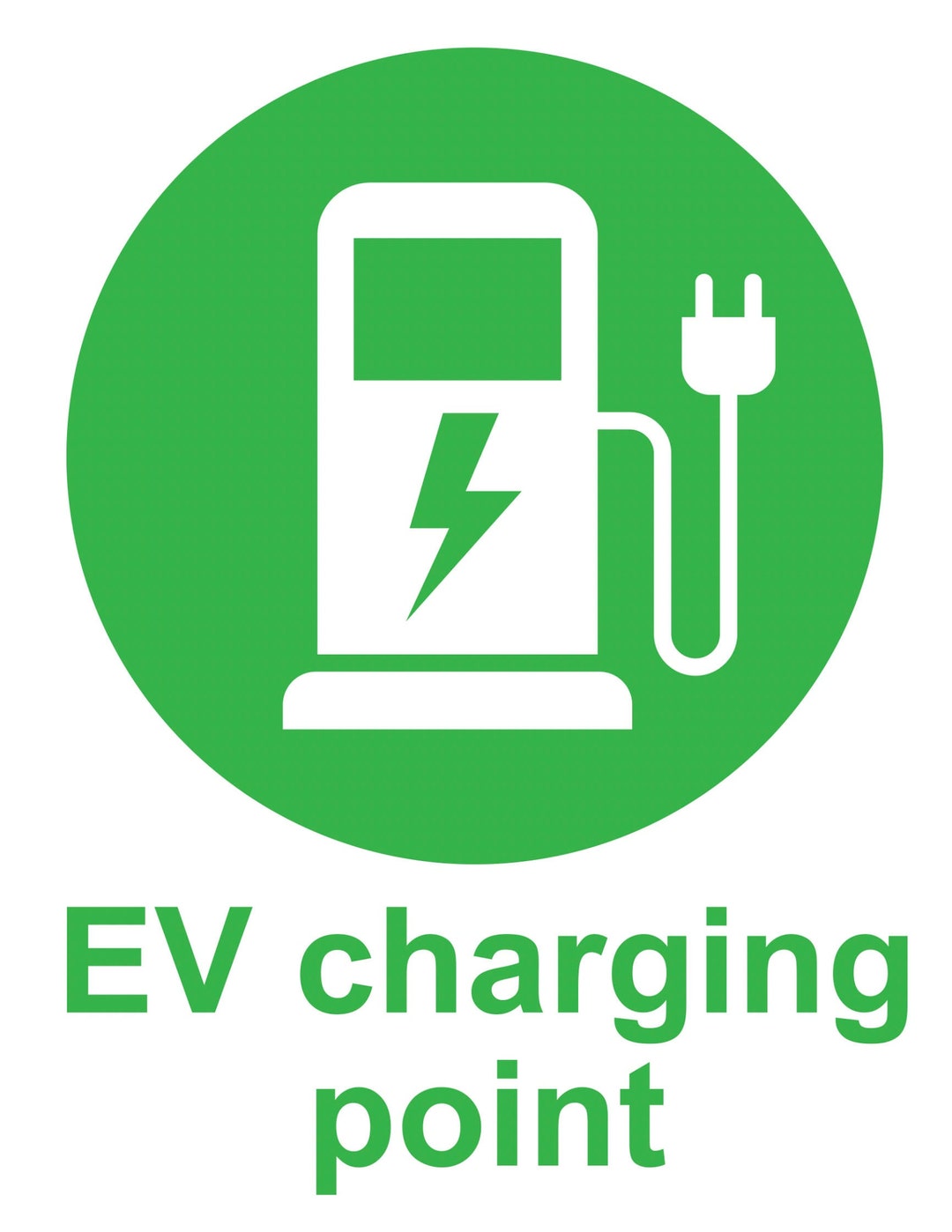 Green EV Charging Point Notice Sign Signage Self Adhesive Decal Sticker ...