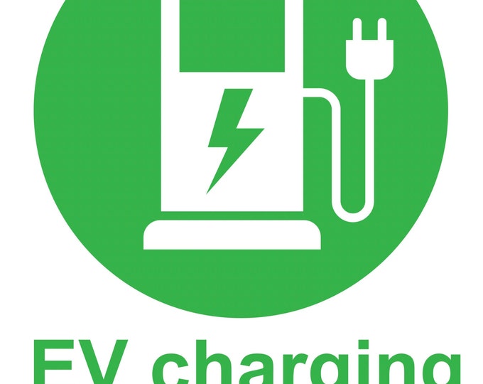 Green EV Charging Point Notice Sign Signage Self Adhesive Decal Sticker ...