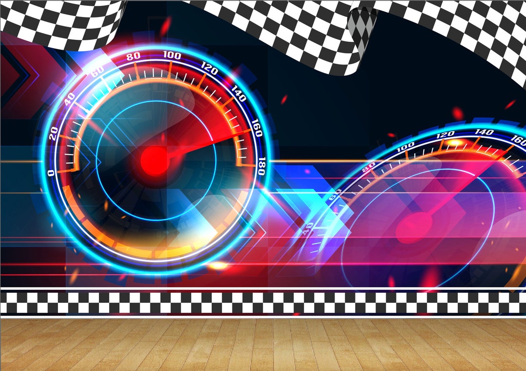 Speedo Speedometer Car Modern Racing Flag Wallpaper Mural for Bedroom ...