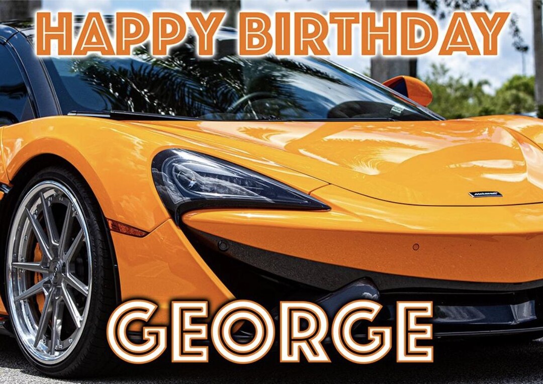 2 Sizes A0 & A1 Sports Car Mclaren Mclaren Orange Personalised Name ...