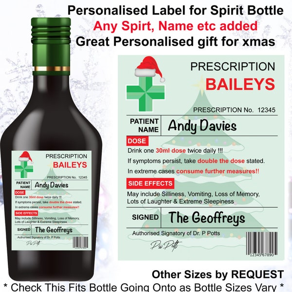 Personalised Baileys Label - Etsy
