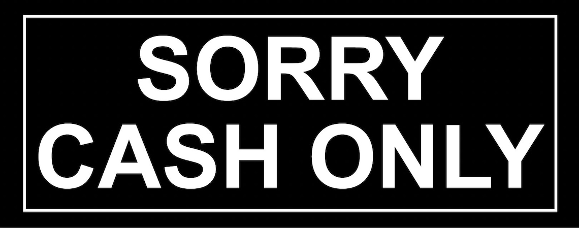 Sorry Cash Only Retail Shop Business Notice Sign Door Window Glass Self ...