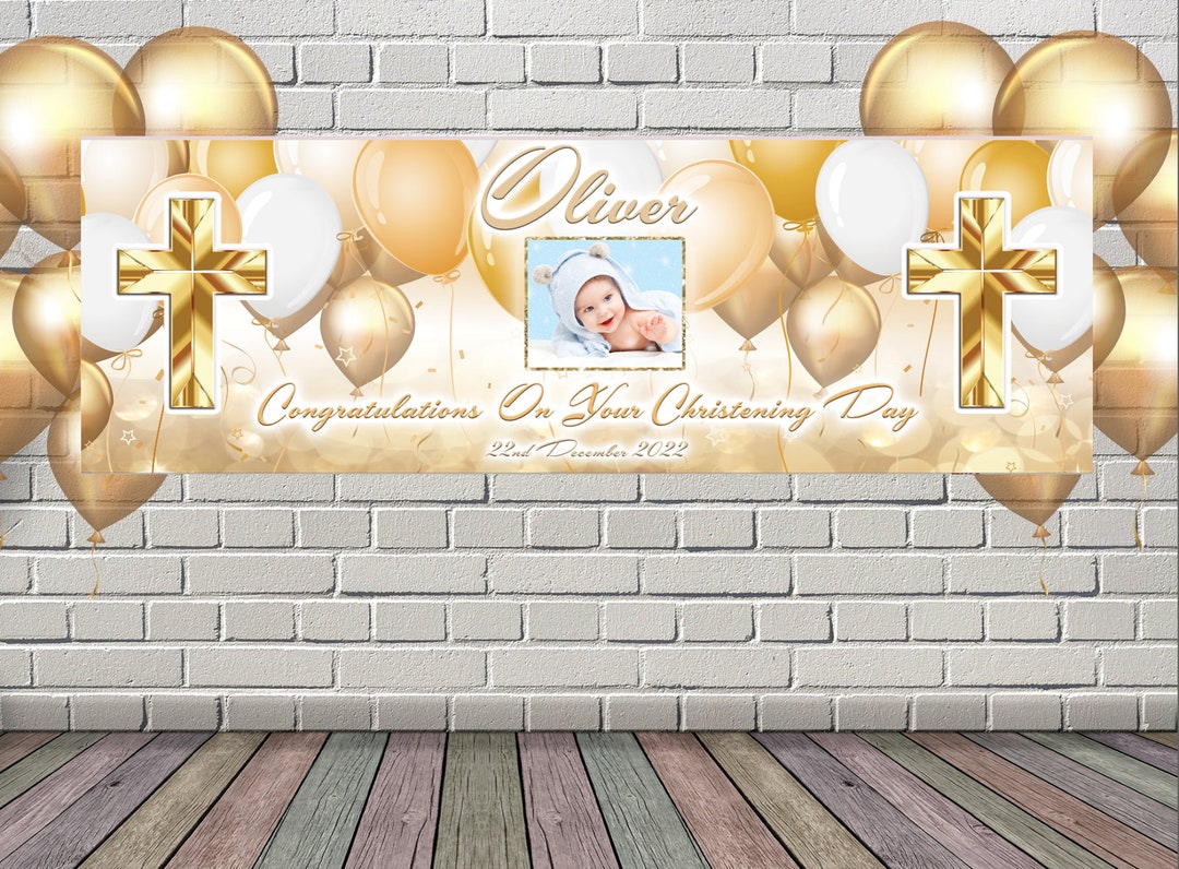 Christening Baptism Themed Neutral Celebration Event Party Personalised ...