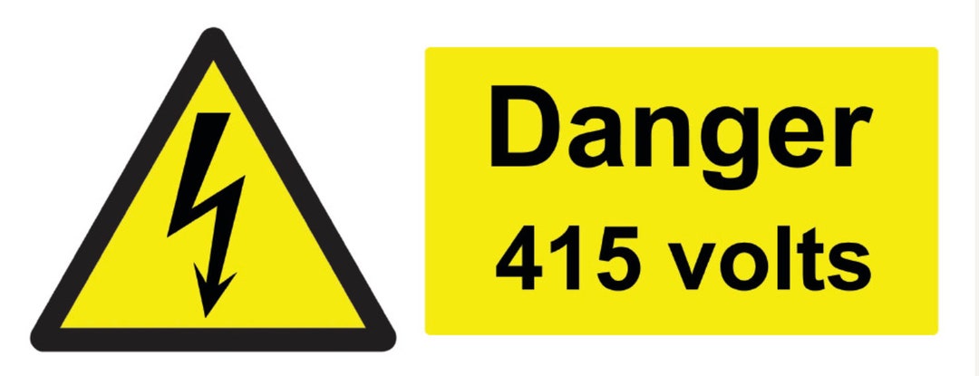 Electric Caution Warning Notice Sign Danger 415 Volts Yellow Window ...