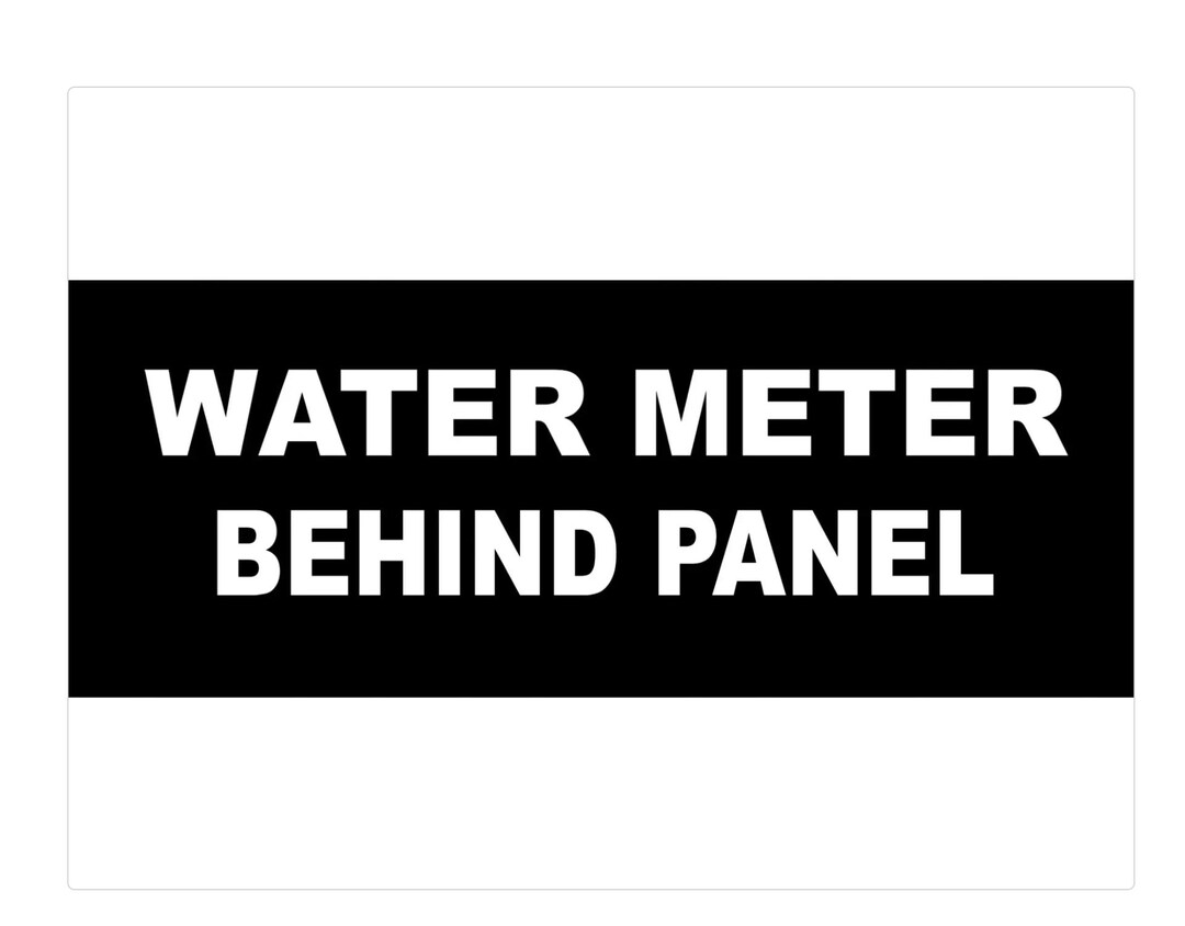 Caution Warning Notice Sign Water Meter Behind Panel Window Wall Flat ...