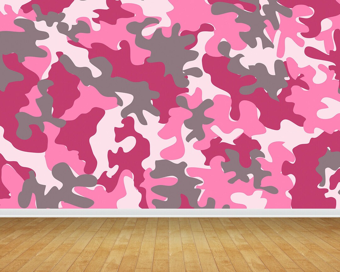 Buy Pink Camouflage Army Feature Wallpaper Mural Bedroom Wall Room ...