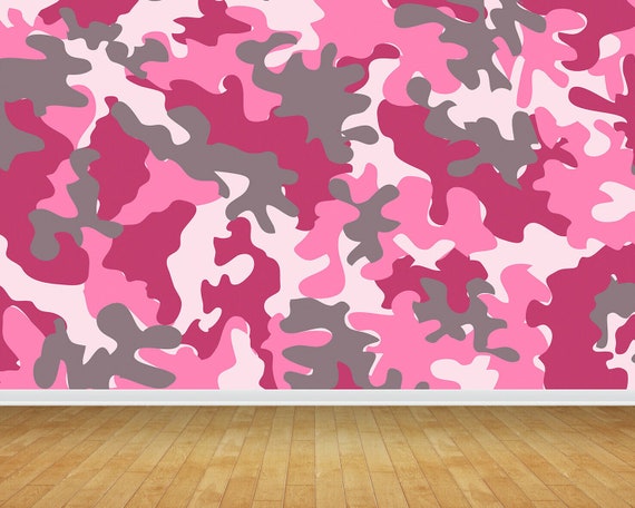 Pink Camouflage Army Feature Wallpaper Mural Bedroom Wall Room | Etsy