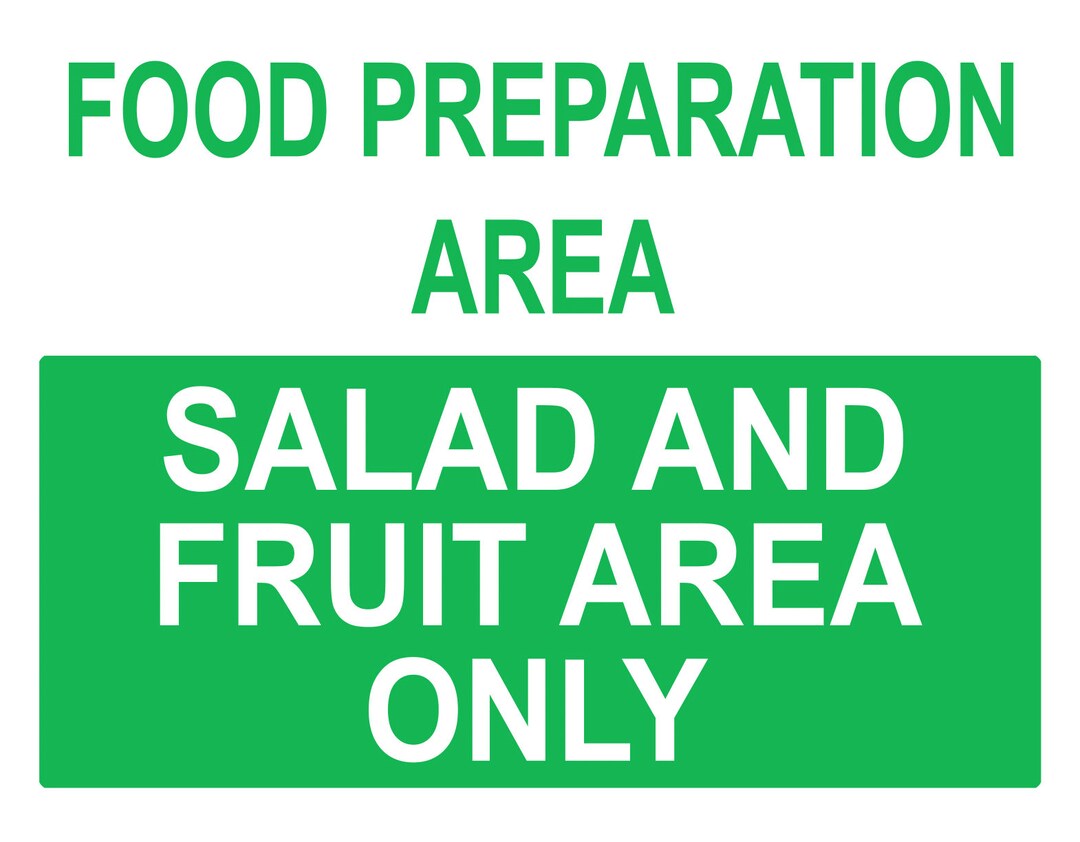 A4 Large Food Preparation Salad Fruit Area Only Adhesive Gloss Sticker ...