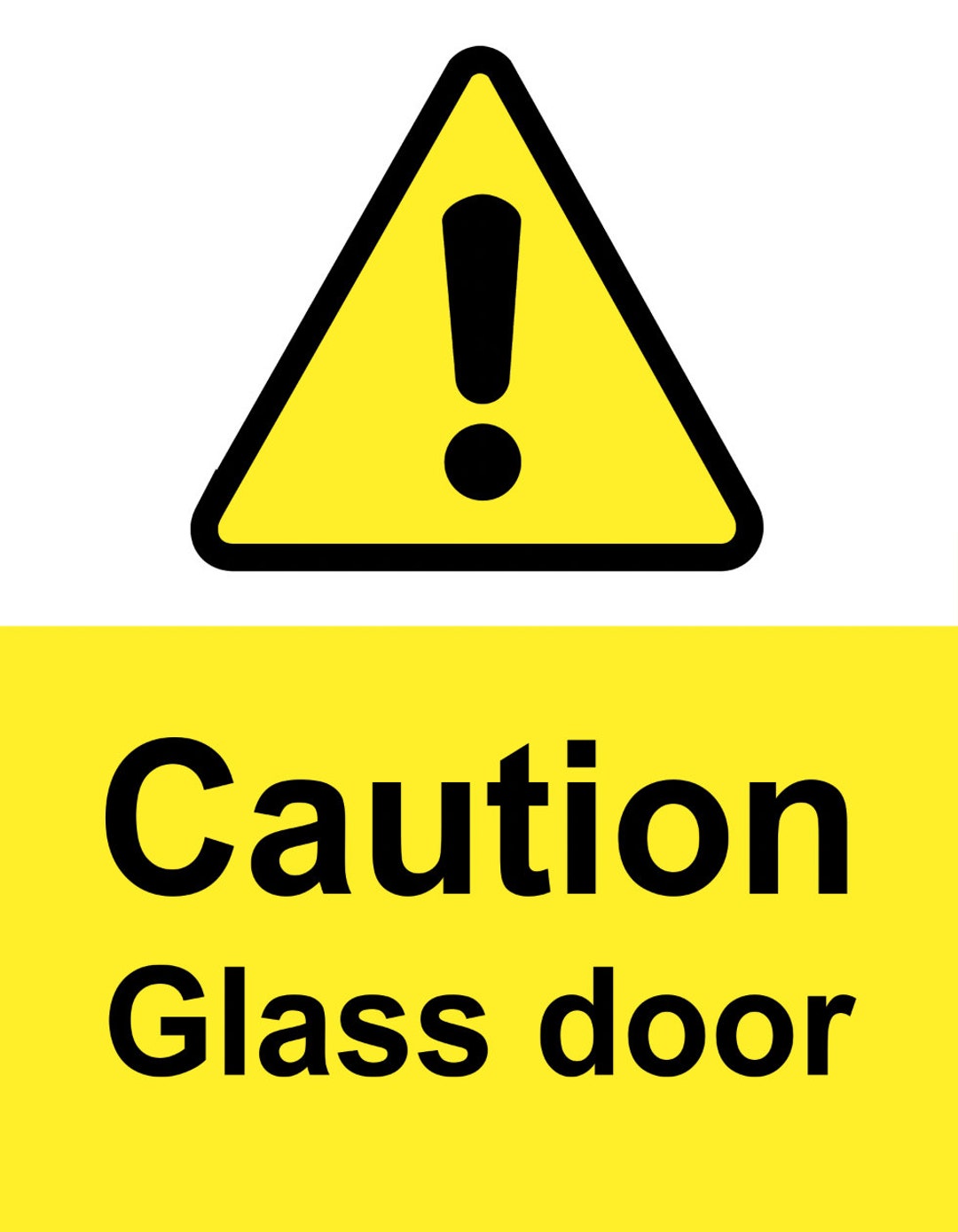 Danger Caution Glass Door Health Safety Warning Yellow Notice Sign Self ...