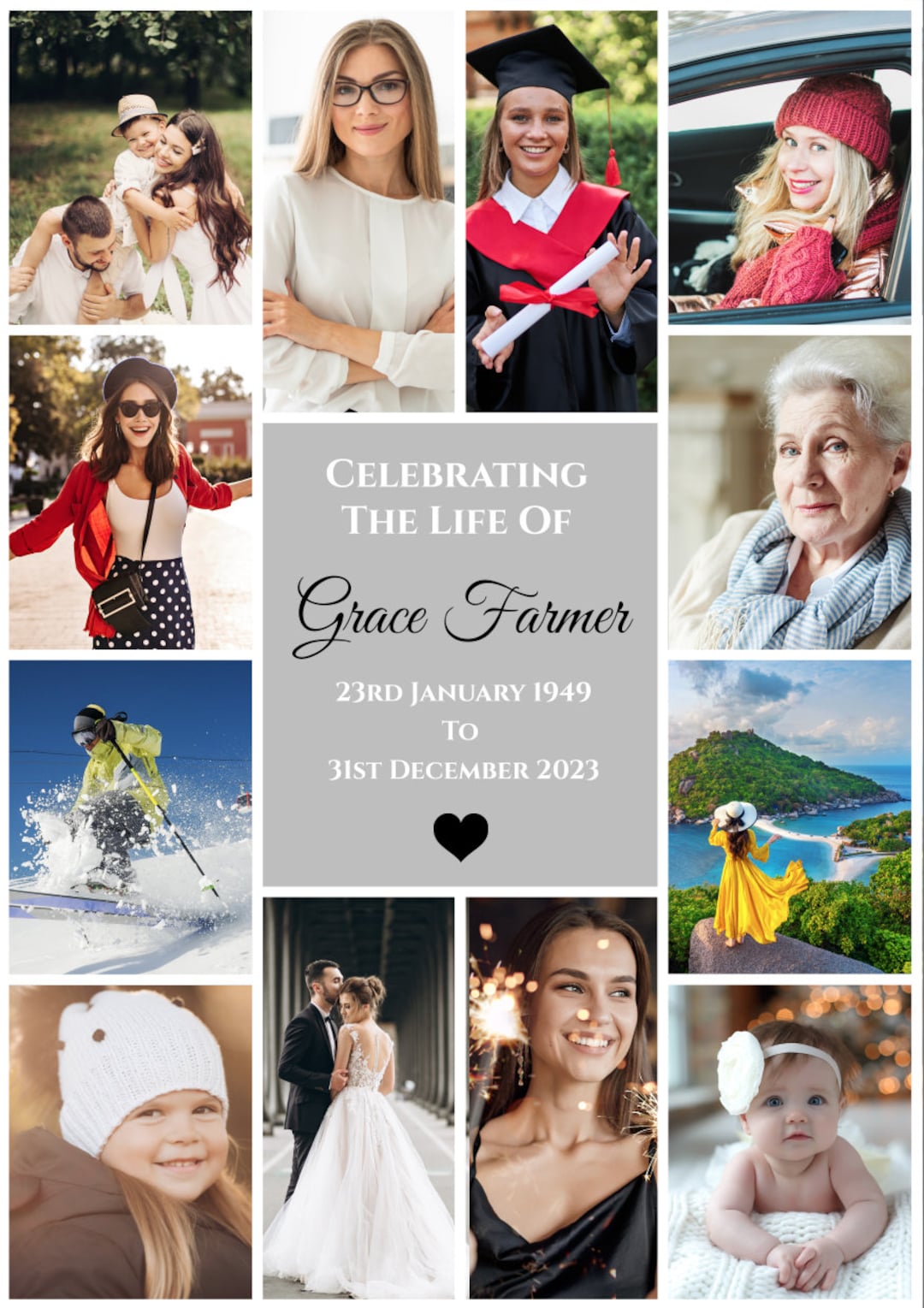 Photo Collage Photos Memorial in Loving Memory of Celebrating Life of ...