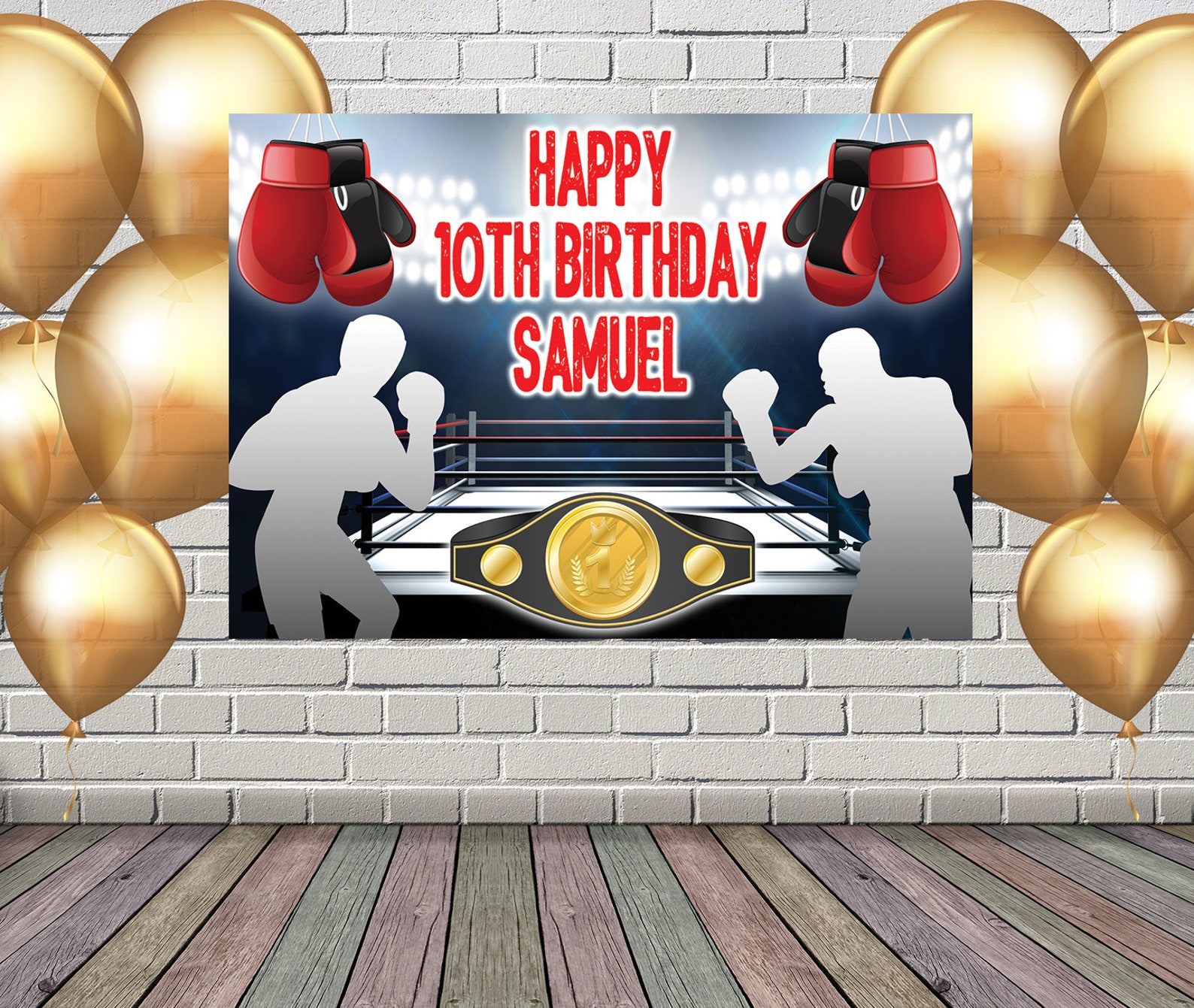 2 Sizes A0 & A1 Boxing Ring Theme Personalised Name Poster Event ...