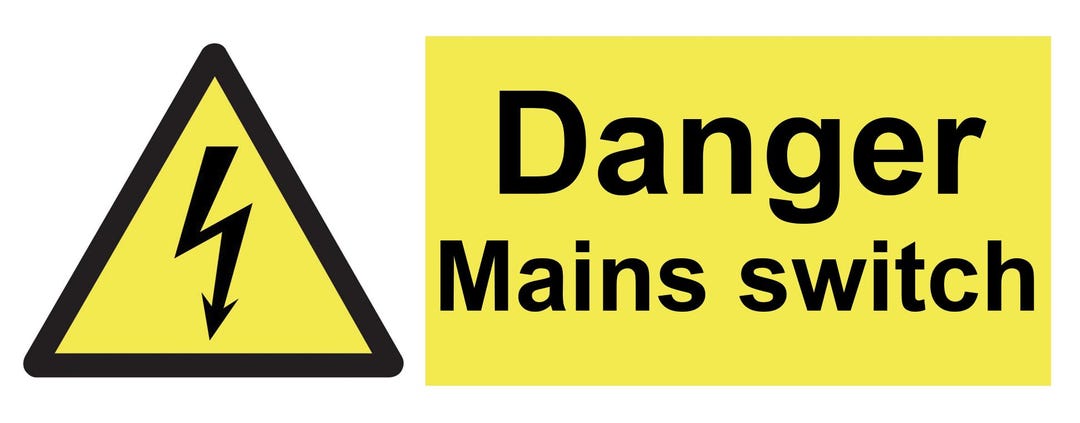 Danger Mains Switch Electrical Electric Yellow Warning Sign Signage ...
