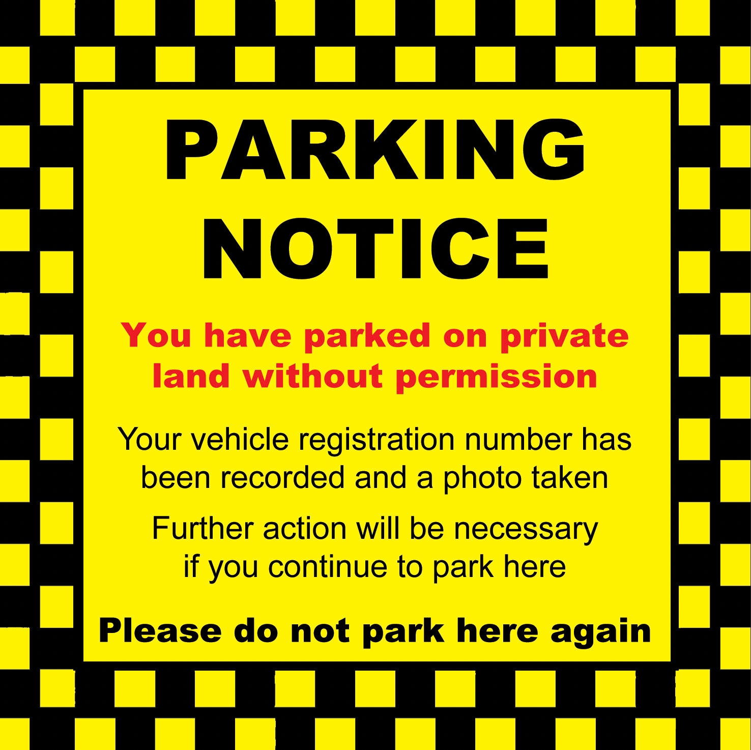 Set of 4 Yellow Official Sticker Decal Parking Notice Private Land ...