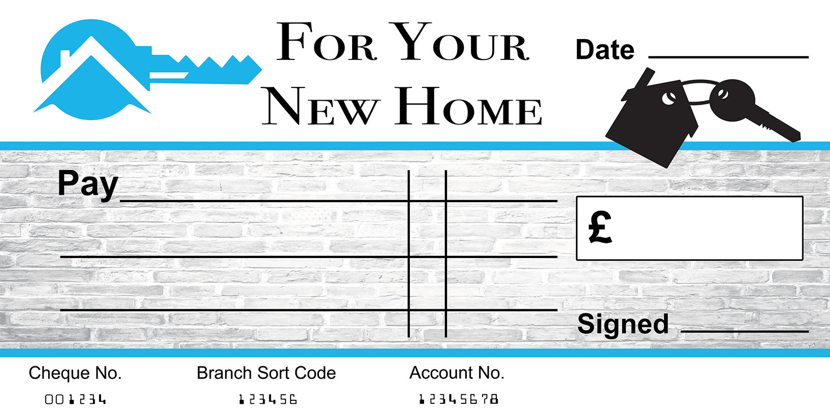 EXTRA Large Giant BLANK Cheque Birthday New Home House Fund Deposit ...