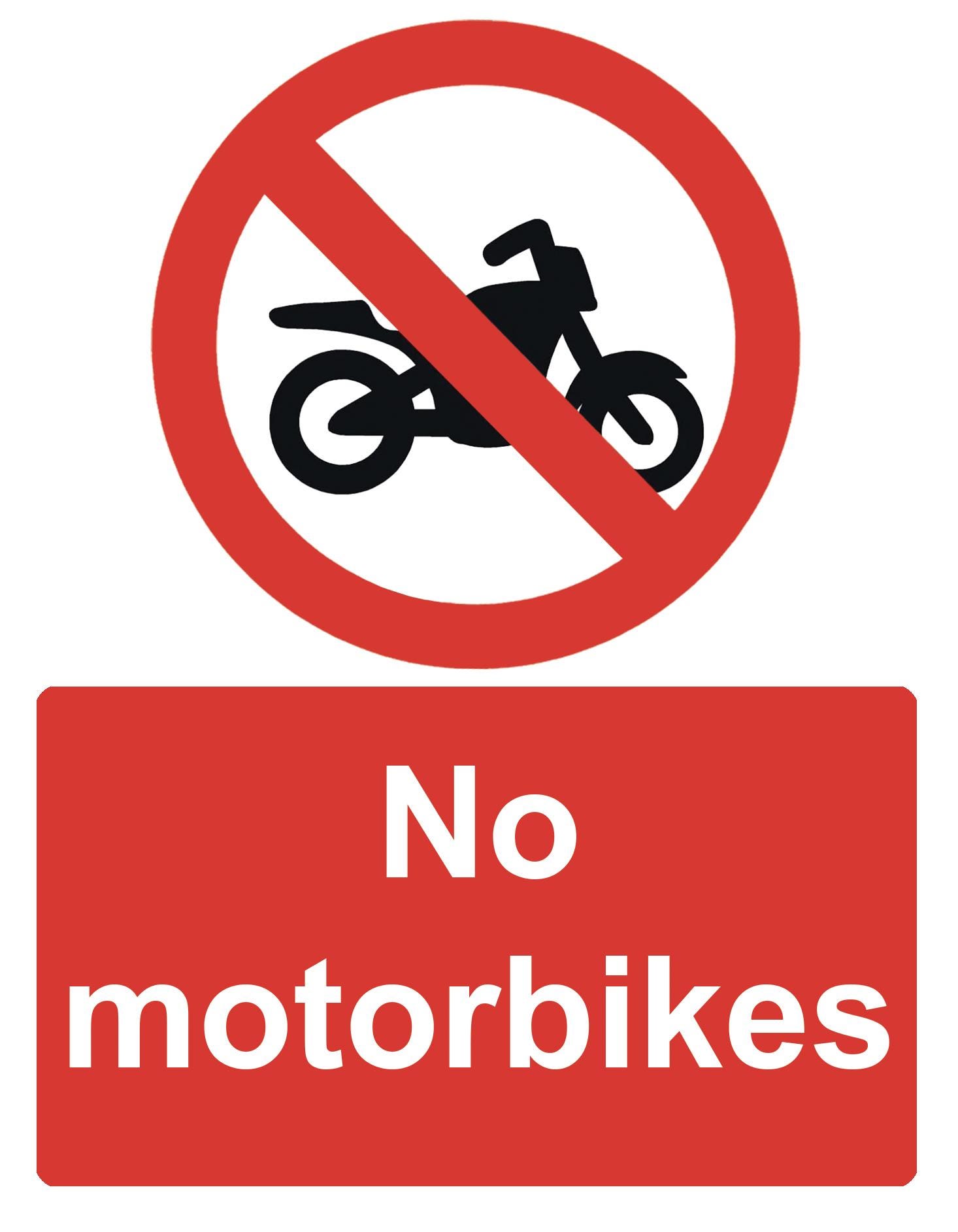 No Motorbikes Red Health & Safety Warning Notice External Grade Sign ...