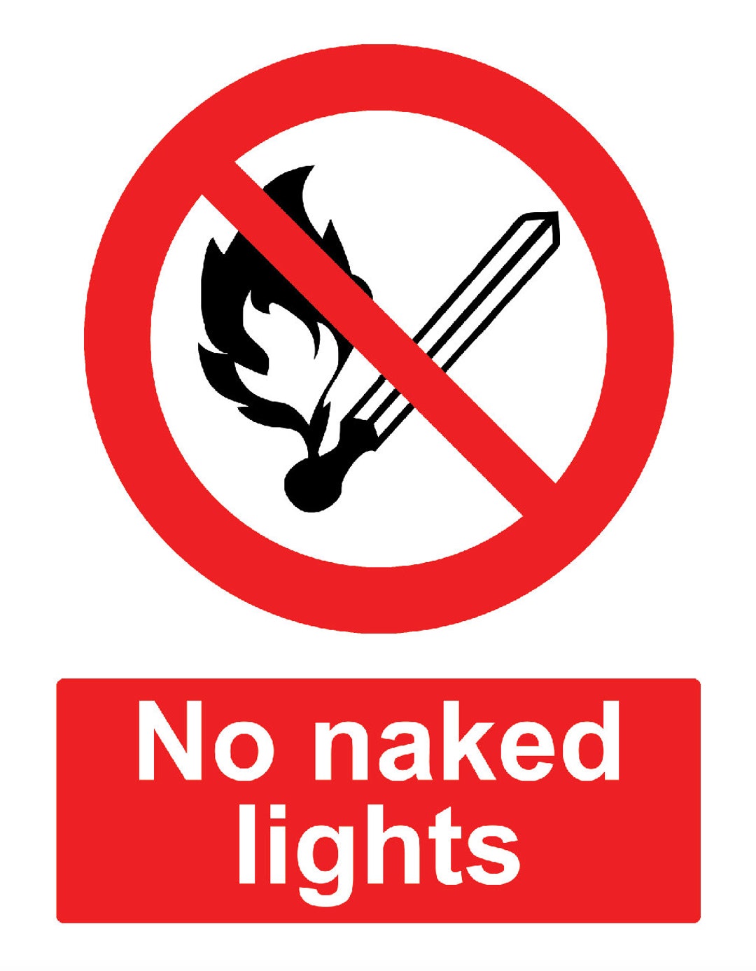No Naked Lights Health & Safety Warning Notice Business Printed ...