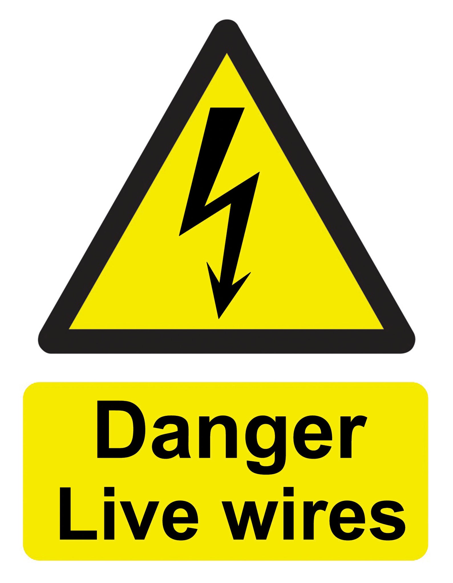 Danger Live Wires Electricity Yellow Health and Safety Warning Notice ...