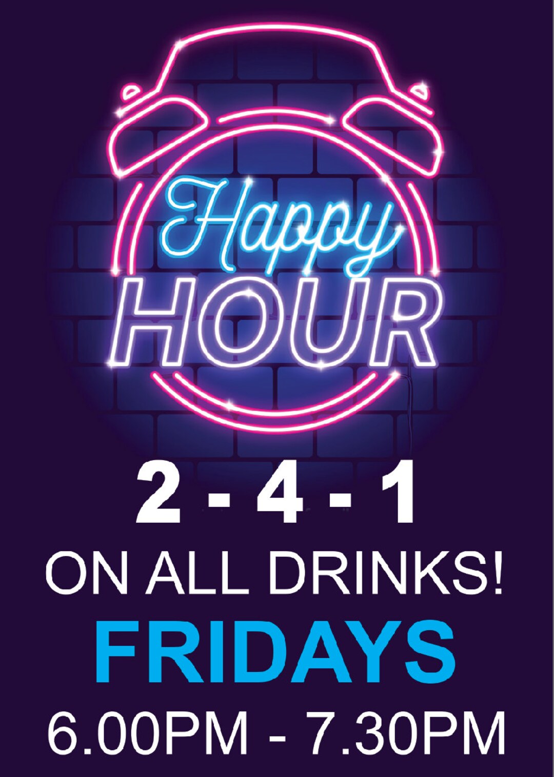 Bespoke Personalised Business Poster ANY Wording Text Added Happy Hour ...