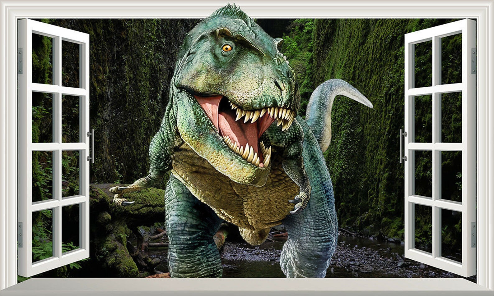 Dinosaur Dinosaurs T Rex T-rex Magic Window Wall Art Adhesive Sticker ...