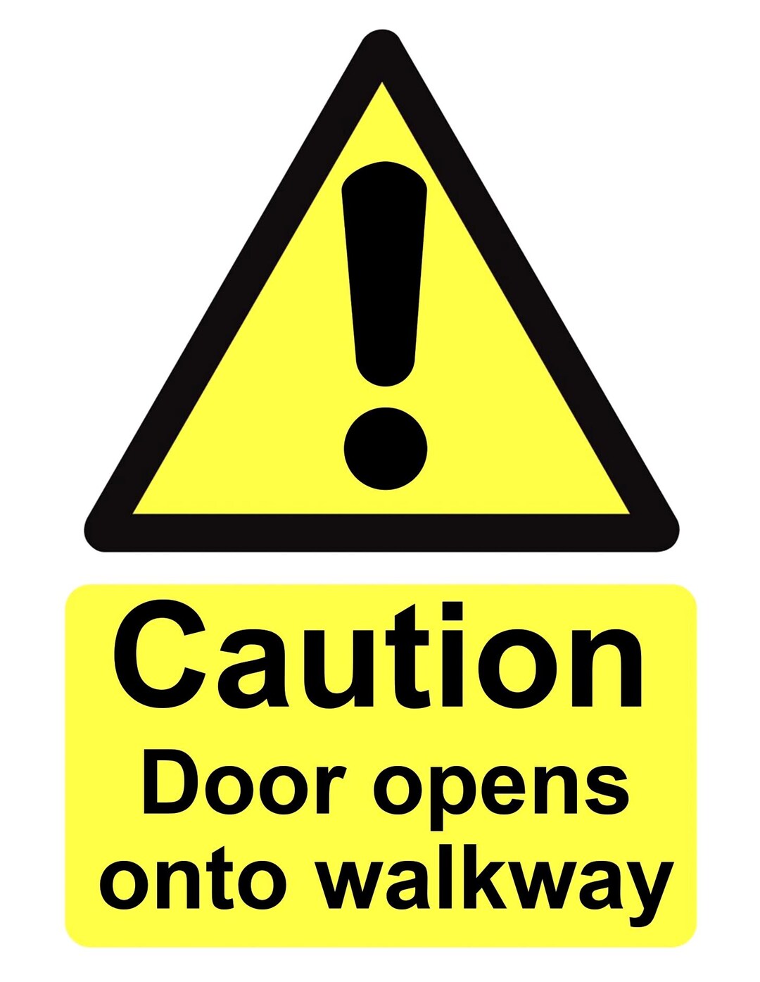 Caution Door Opens Onto Walkway Notice Sign External Grade Self ...
