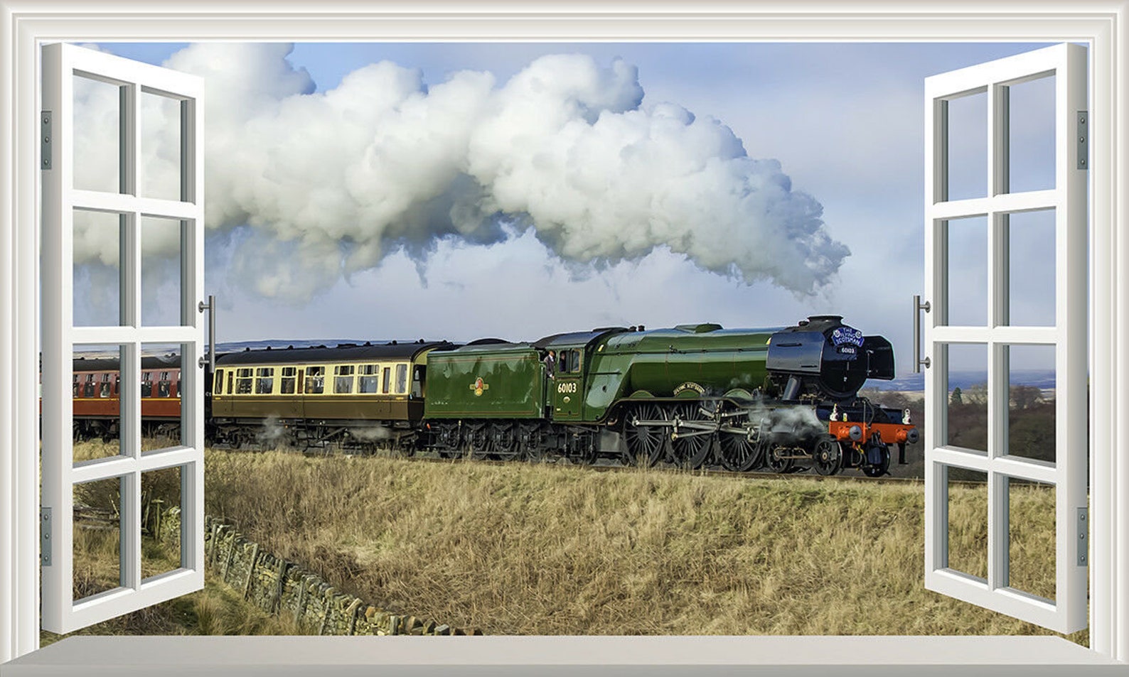 Flying Scotsman Steam Train Decal Adhesive Vinyl Sticker Magic Window ...