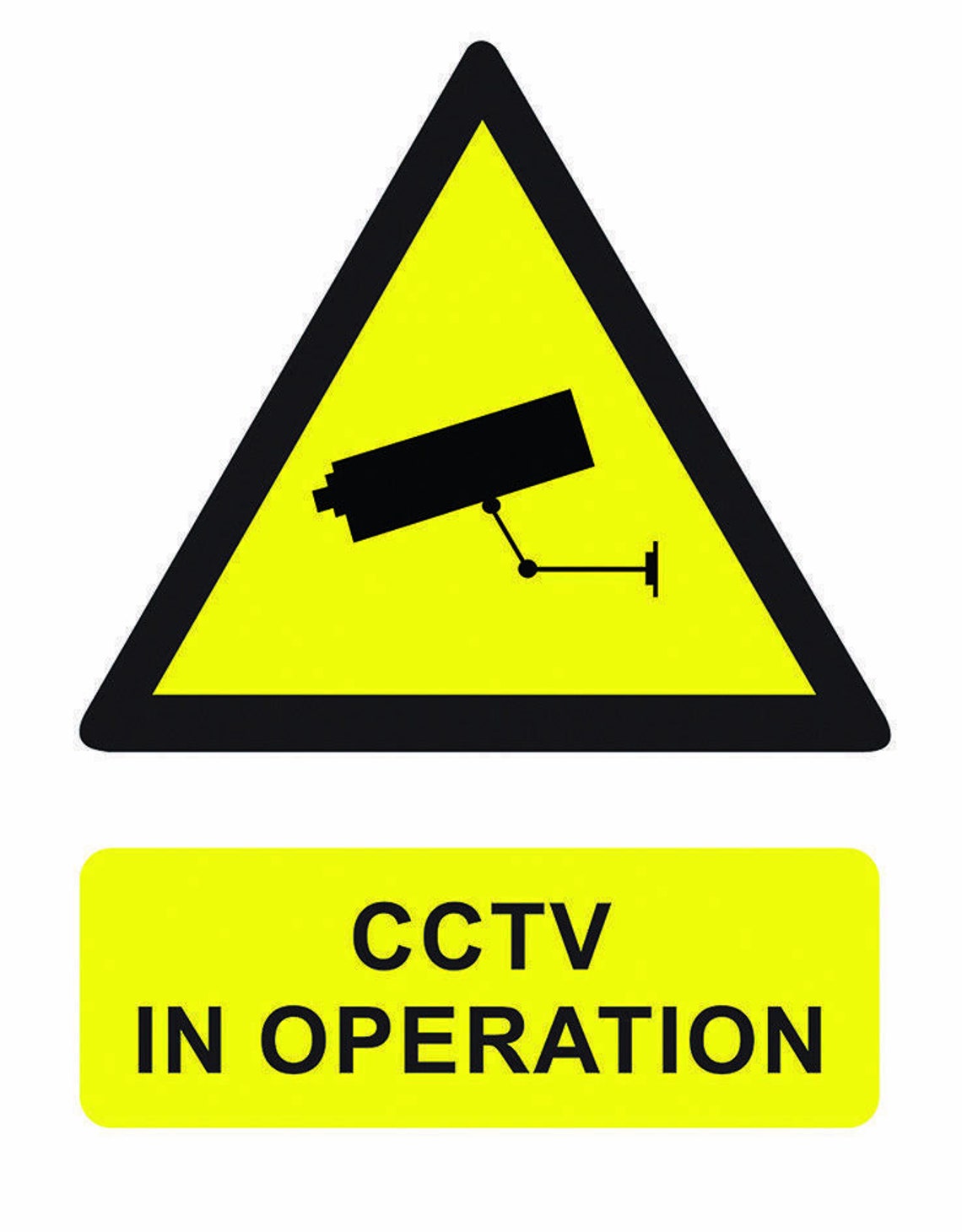 CCTV in Operation Warning Yellow Notice Sign Self Adhesive Gloss ...