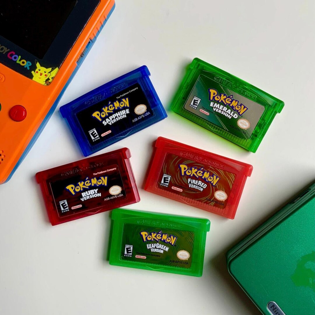 Pokemon Gameboy Games Emerald, Leaf Green, Ruby, Sapphire, Fire Red ...