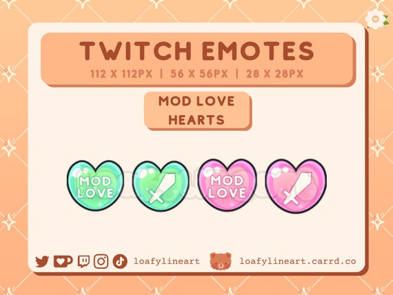 Mod Love Green and Pink Heart Emotes for Streaming Twitch - Etsy