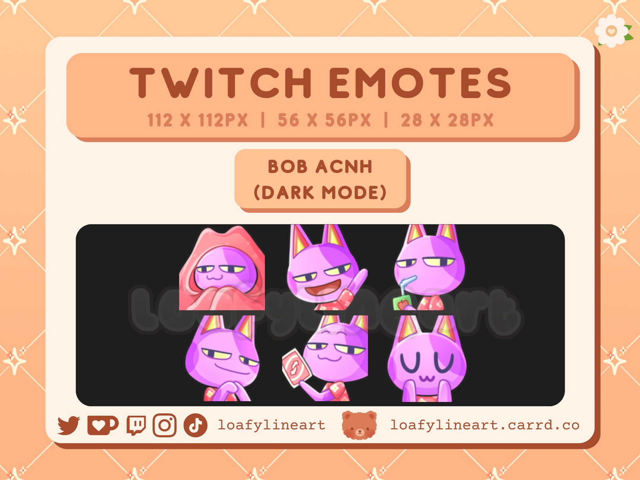 Bob ACNH Cute Purple Cat Emotes for Streaming Twitch - Etsy