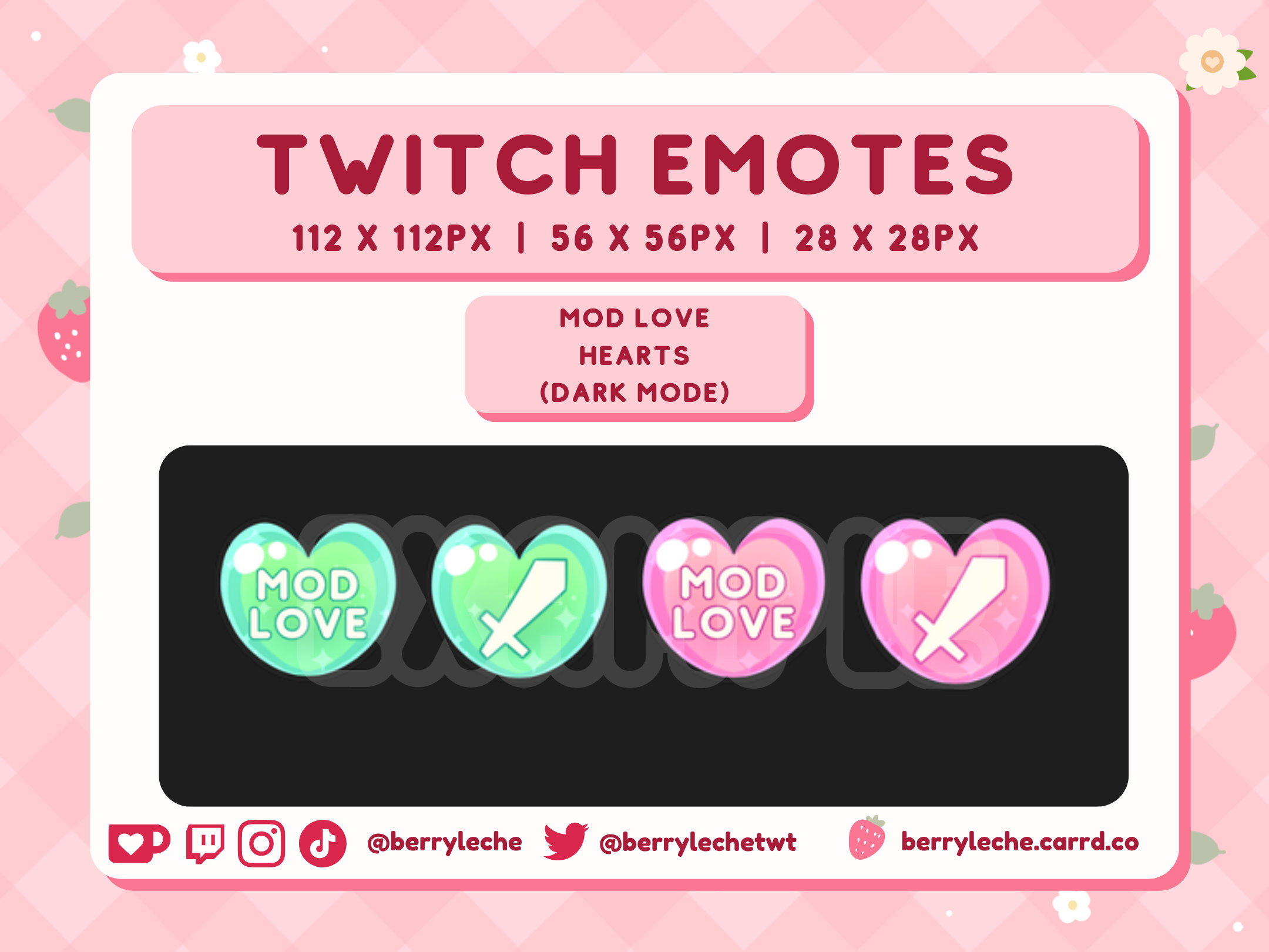 Mod Love Green and Pink Heart Emotes for Streaming - Twitch, Discord ...