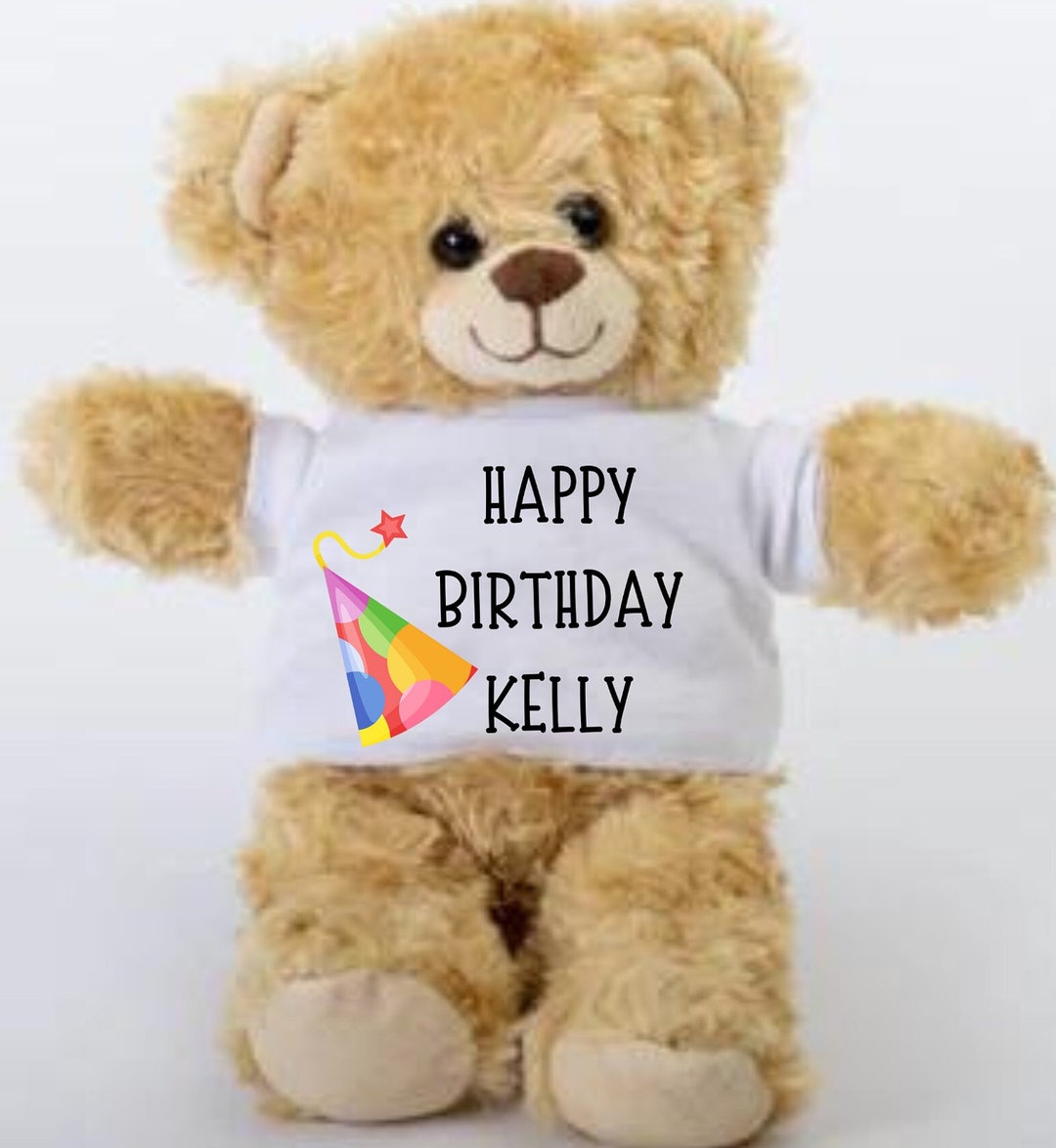 Happy Birthday Bear, Custom Birthday Small Stuffed Bear, Happy Birthday ...