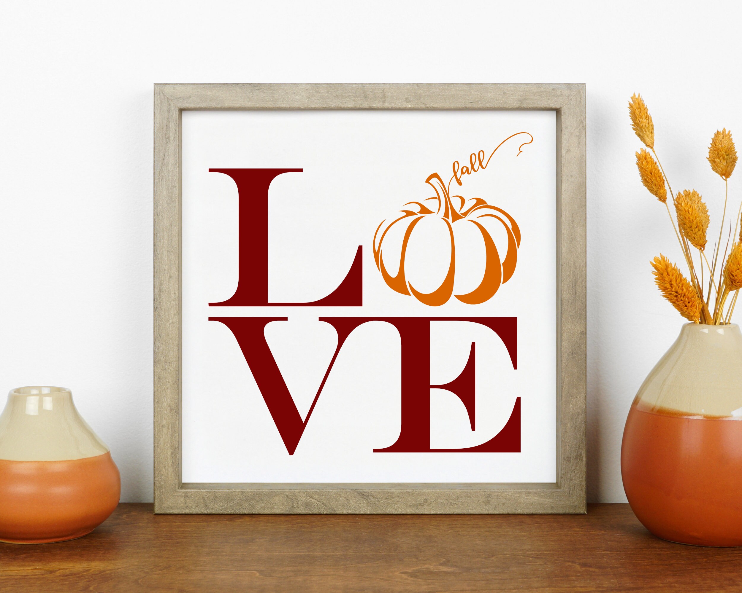 LOVE Pumpkin Digital Print, Printable Wall Art, Typography - Etsy