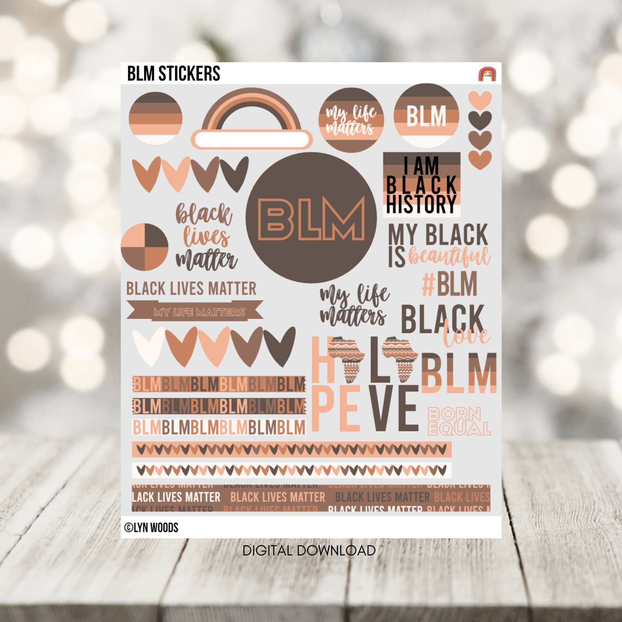 Black Lives Matter Digital PNG Stickers Digital Planner Stickers ...
