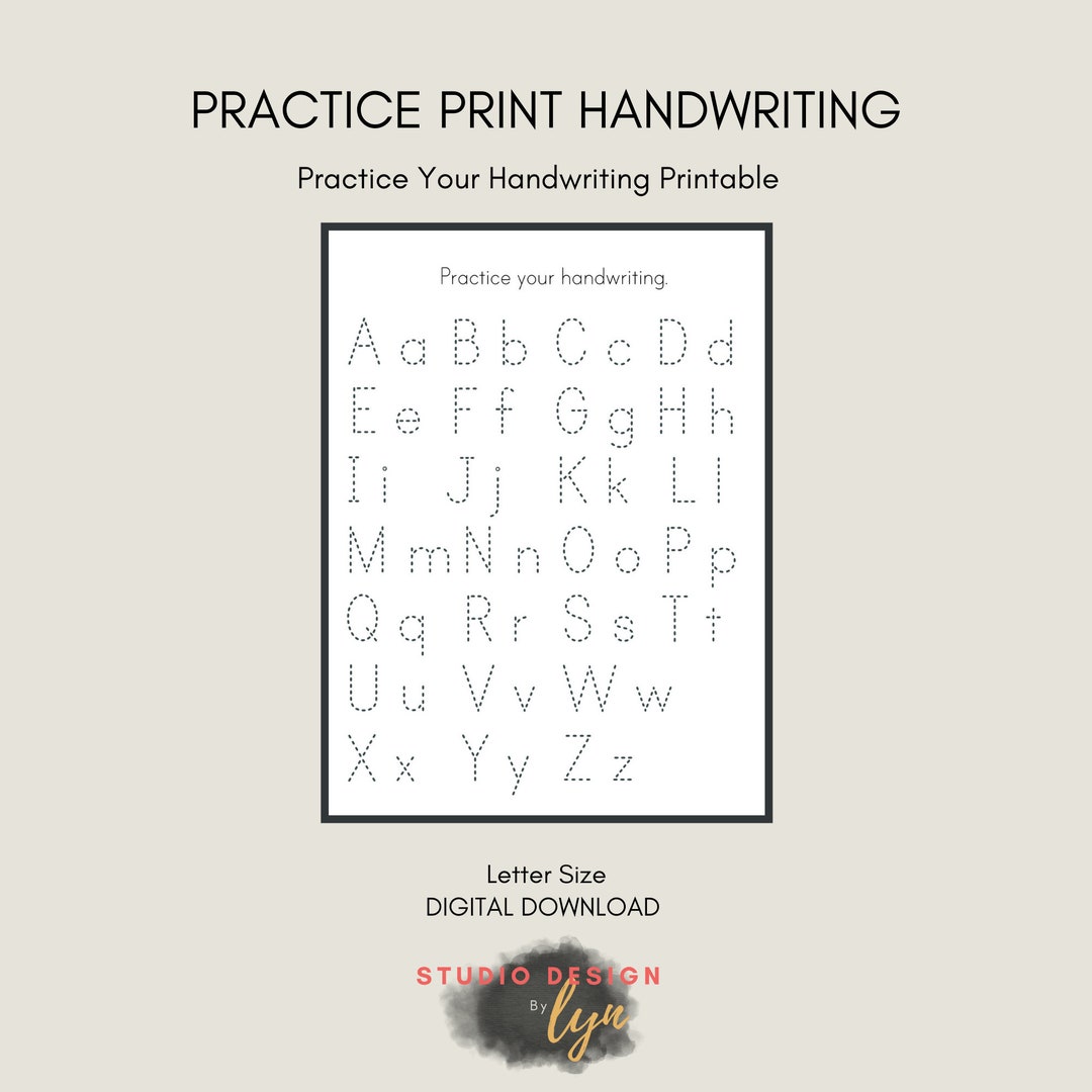 Handwriting Practice Sheet Instant Download Printable - Etsy
