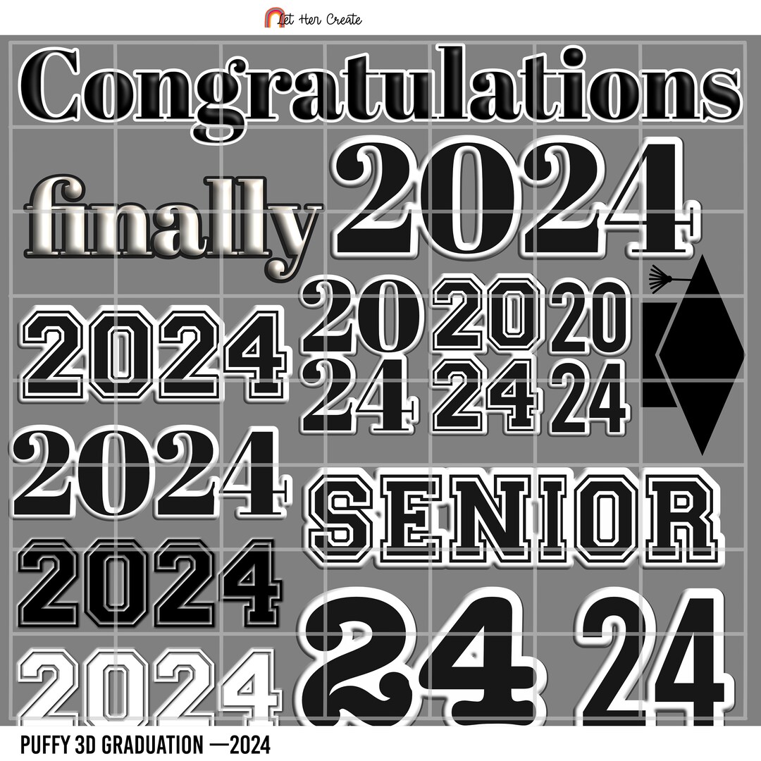 Graduation Digital Stickers, Digital Scrapbook Stickers, Graduate 2024 ...