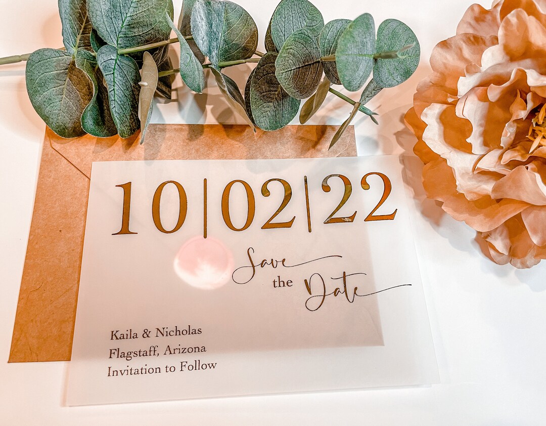 Wedding Save The Date With Vellum Paper Wedding Save The Dates Foiled
