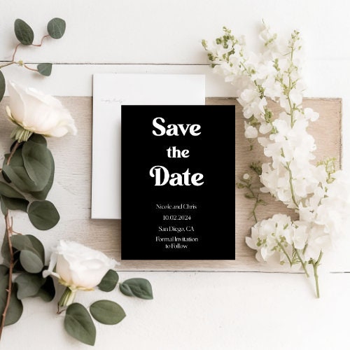Digital Wedding Save the Date Card, Electronic Save the Date, Modern ...