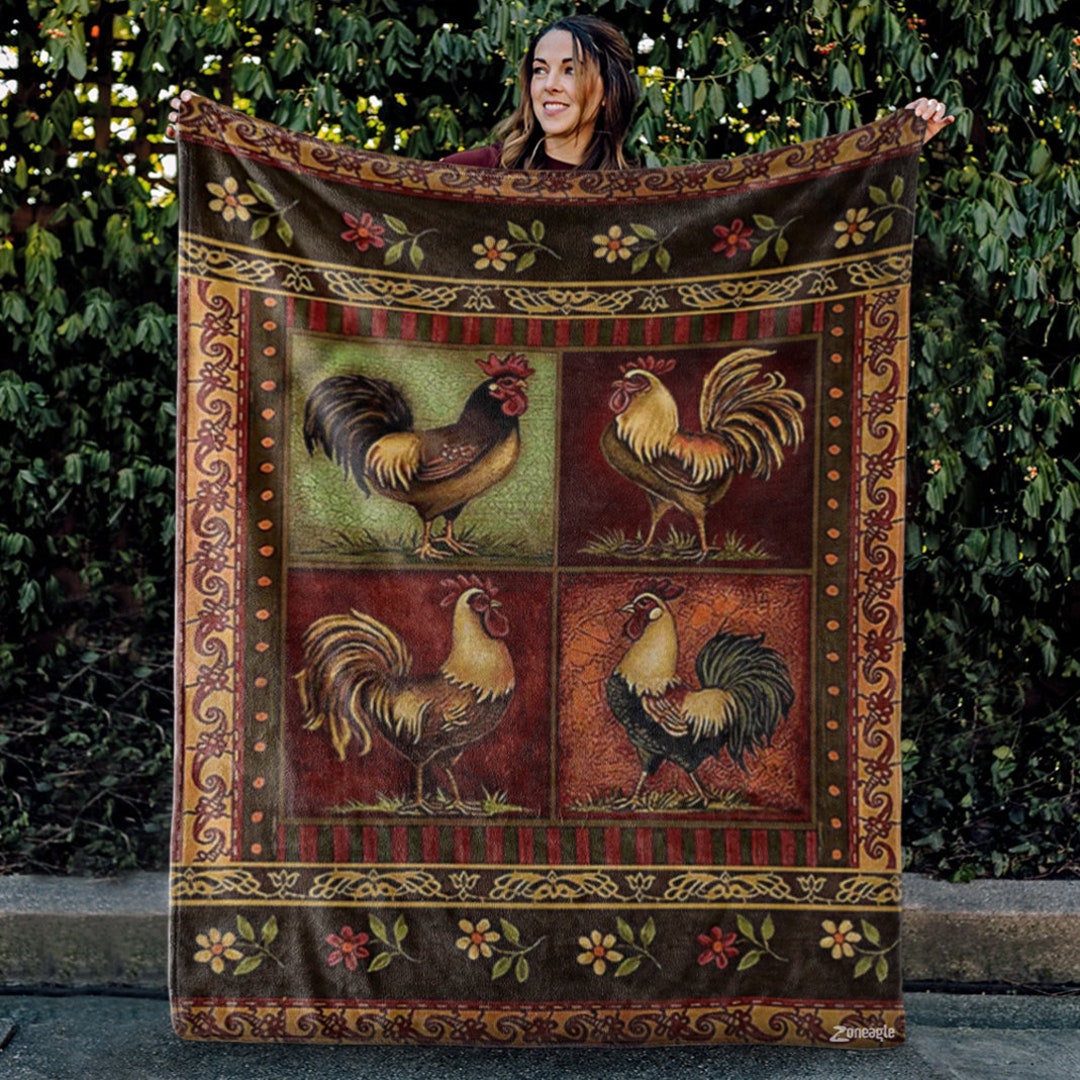 Rooster Blanket: Soft Fleece Throw for Chicken Lovers - Etsy