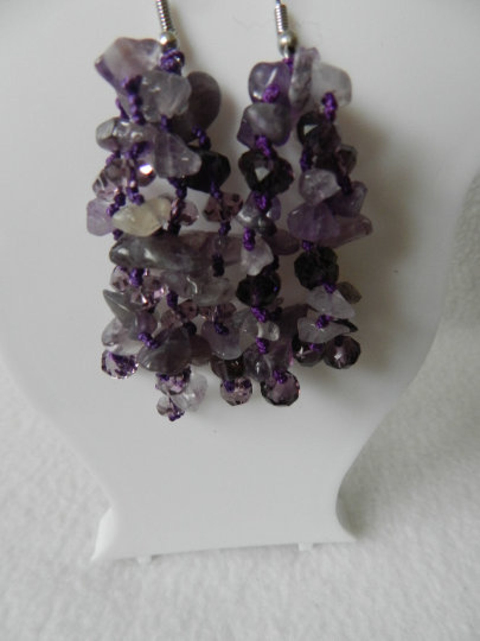 Natural Amethyst Chips and Crystal Earrings OOAK Ready to Ship - Etsy