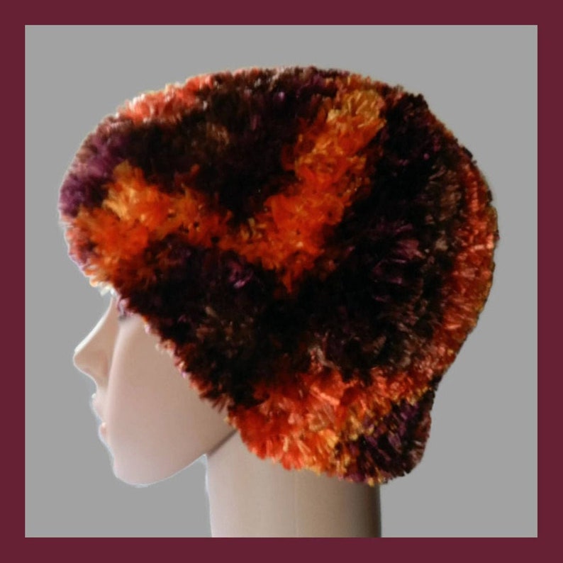 BOGO Knitted Boa Beanie Hat Multi Shades of Orange and Purple - Etsy