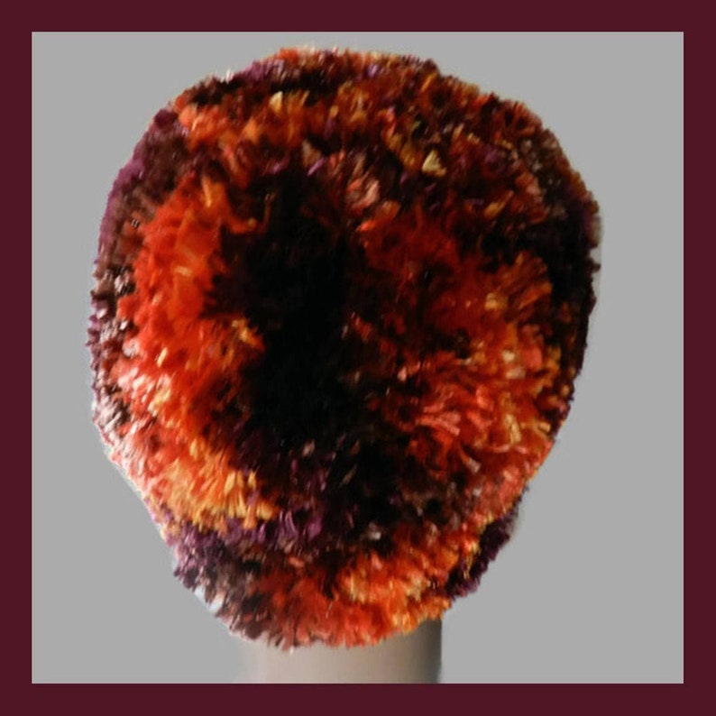 BOGO Knitted Boa Beanie Hat Multi Shades of Orange and Purple - Etsy
