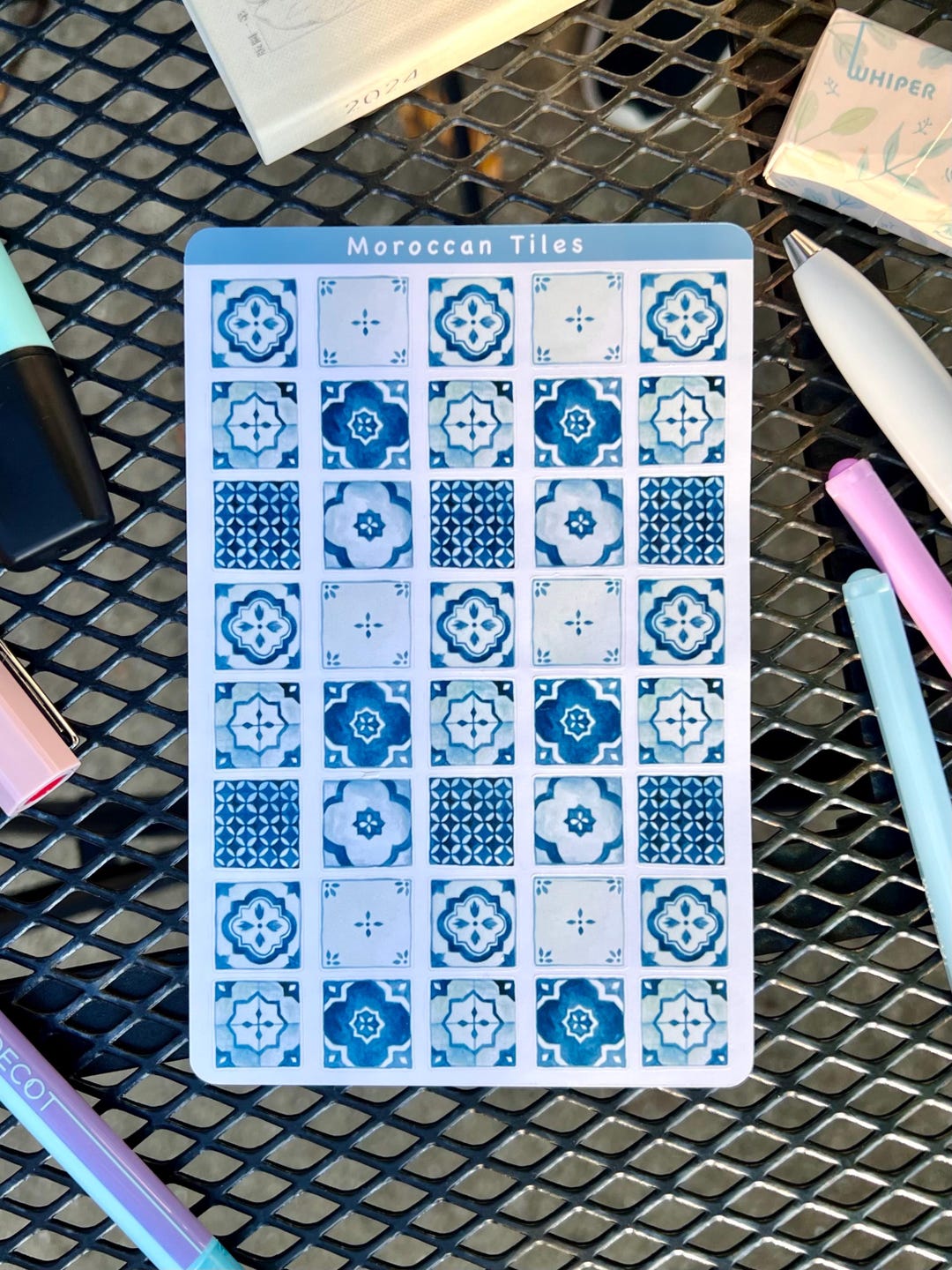 Morrocan Tiles Sticker Sheet || Bullet Journal | Planner | Watercolor ...