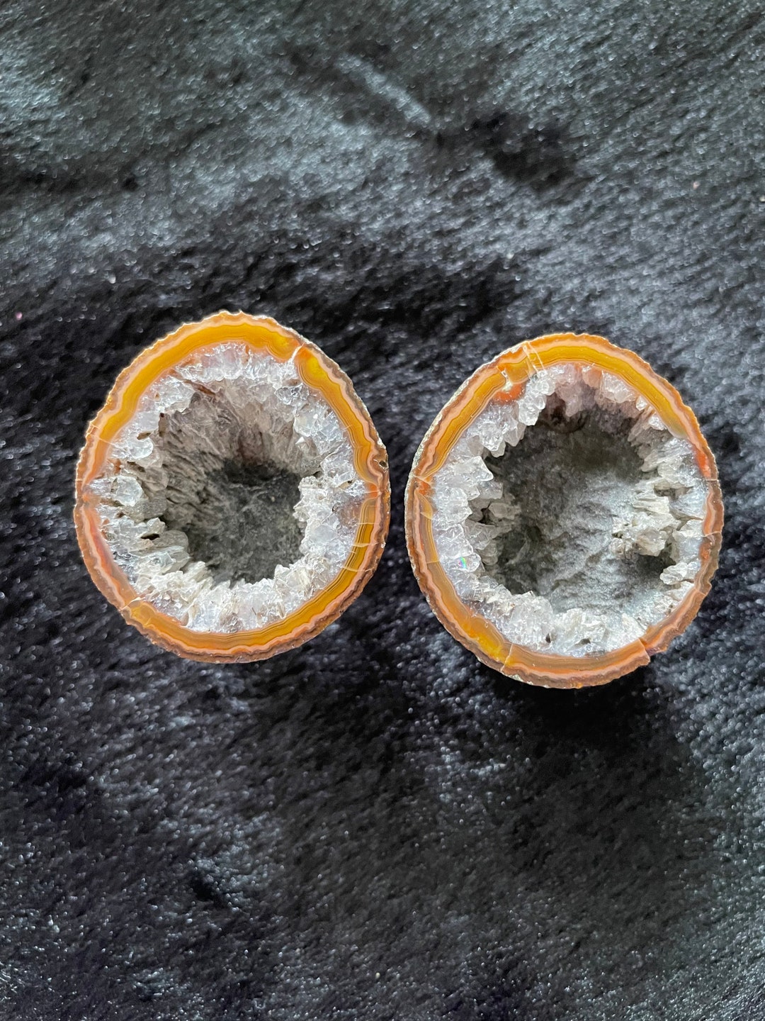 Crystal Quartz Agate Geode Pair 78g Fighting Blood Agate/warring State ...