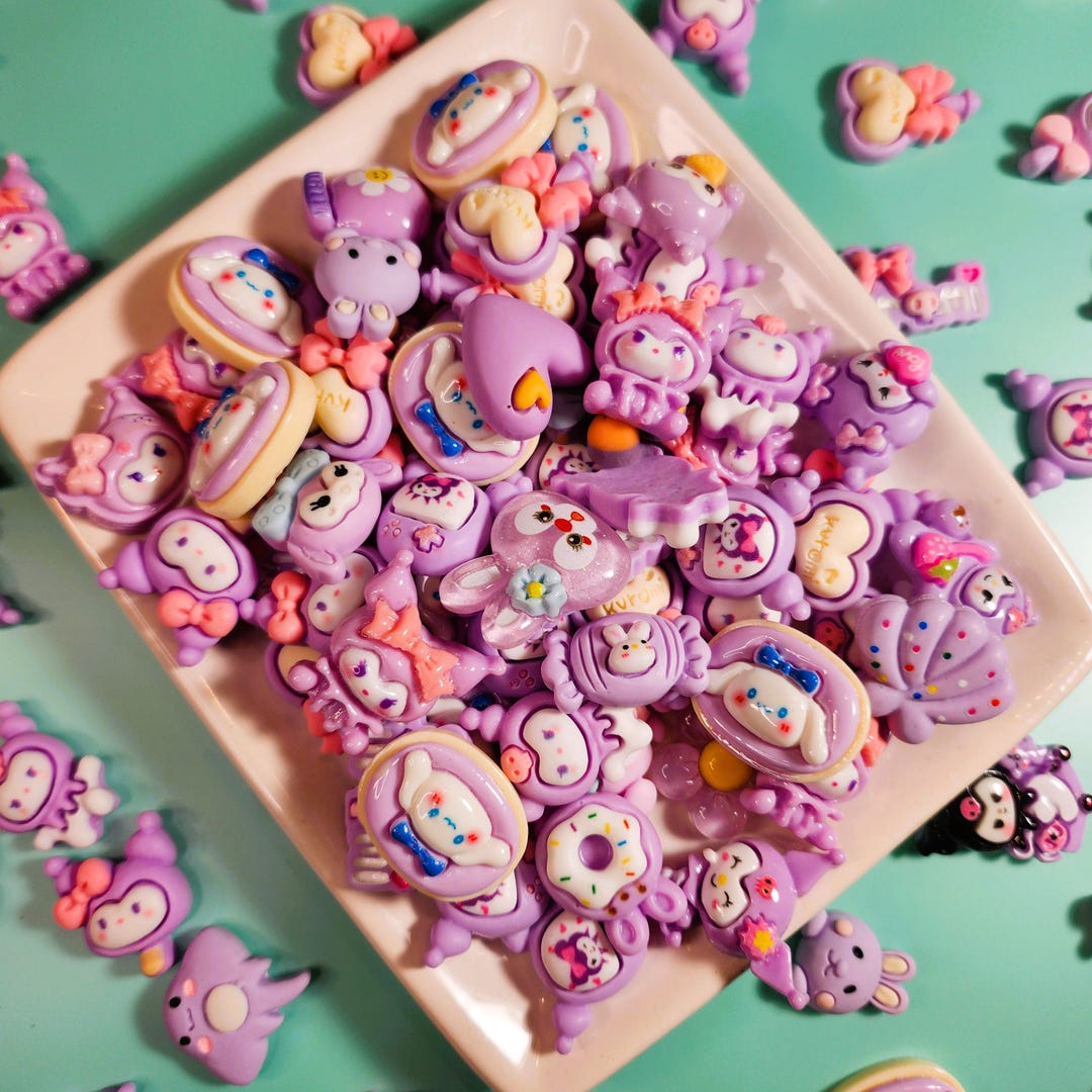 Purple Kawaii Resin Charms | Decoden DIY Craft Set of 10 - Etsy