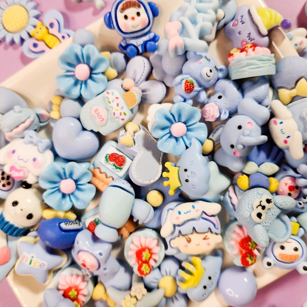 10 Blue Kawaii Decoden Charms: Flatback Cabochon Mix - Etsy