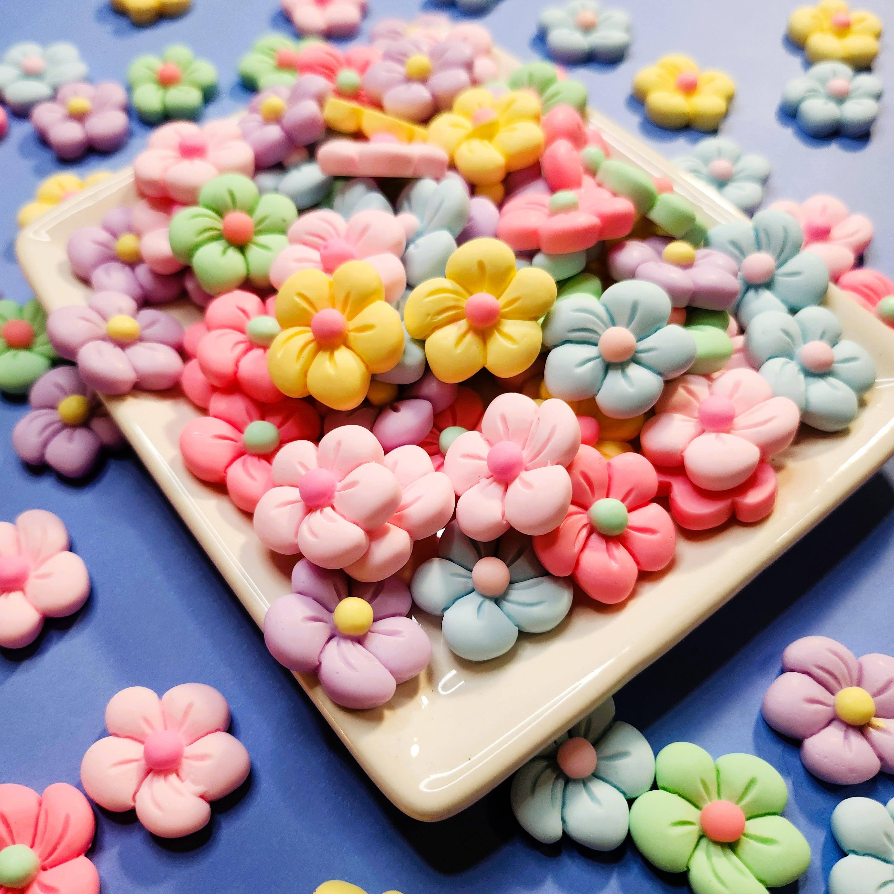Pastel Flower Flatback Charms: Kawaii Resin Cabochons - Set of 10 - Etsy